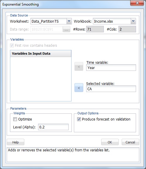 Exponential Smoothing | solver